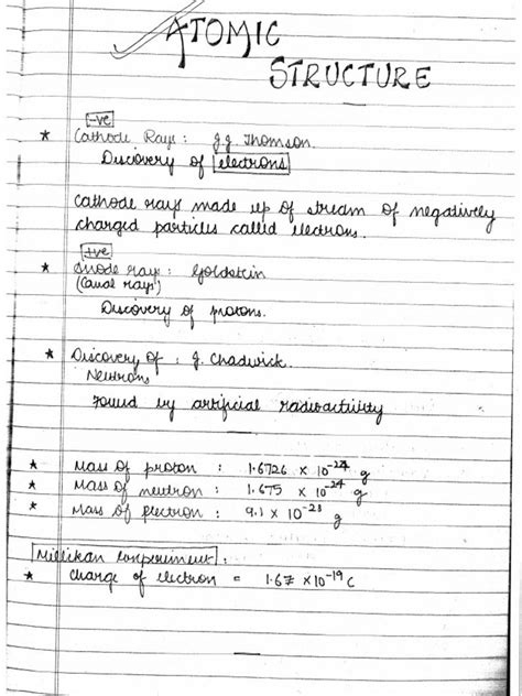 Atomic Structure Handwritten Notes Part 1 Pdf