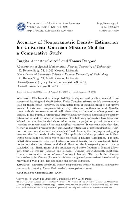 pdf accuracy of nonparametric density estimation for univariate