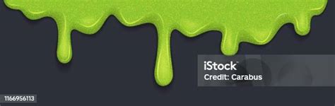 드리블 점액의 배경입니다 흐르는 녹색 끈적 끈적한 액체 녹은 페인트 물방울과 흐르는 회색 배경에 독성 Blob이 있는 벡터 그림