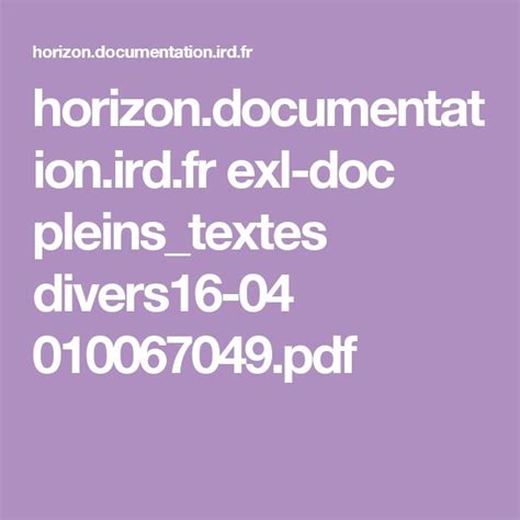 Horizon Documentation Ird Fr Exl Doc Pleins Textes Divers16 04 010067049 Pdf
