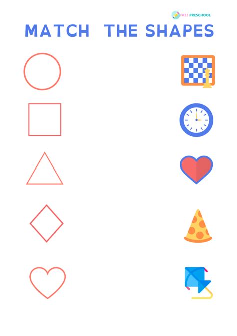 Shapes Matching Worksheets Free Preschool