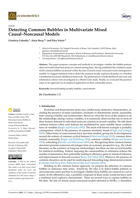 Pdf Detecting Common Bubbles In Multivariate Mixed Causal Noncausal