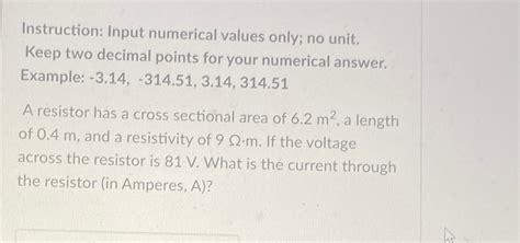 Solved Instruction Input Numerical Values Only No Unit