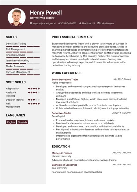 18 High Frequency Trader Resume Examples And Templates For 2025 Expert Tips Resumedesign Ai