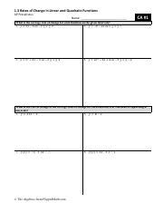 Understanding Rates Of Change In Linear And Quadratic Functions Course Hero