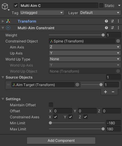 Animation Rigging Multi Aim Constraint Not Work Questions Answers Unity Discussions