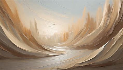 Abstract Artwork Depicting Landscape Using Broad Brushstrokes In Earthy