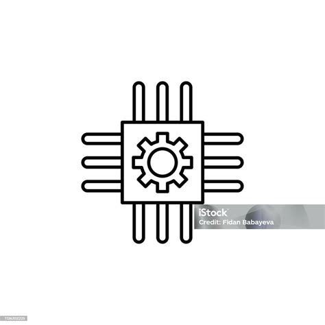 로봇 칩 개요 아이콘입니다 기호와 기호는 웹 로고 모바일 앱 Ui Ux에 사용할 수 있습니다 가상현실에 대한 스톡 벡터 아트 및 기타 이미지 Istock