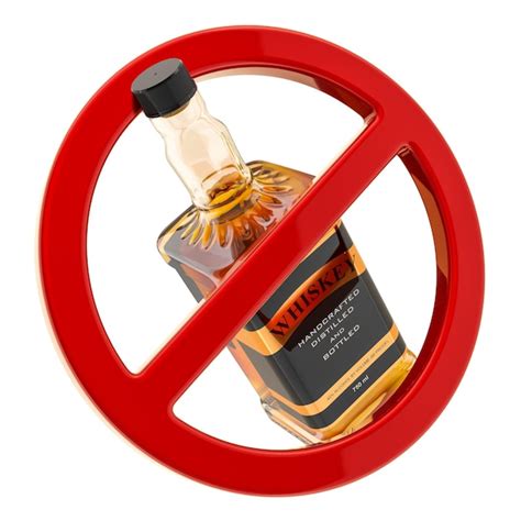 Premium Photo Alcohol Prohibition Concept Bottle Of Whiskey Inside Forbidden Sign 3d Rendering