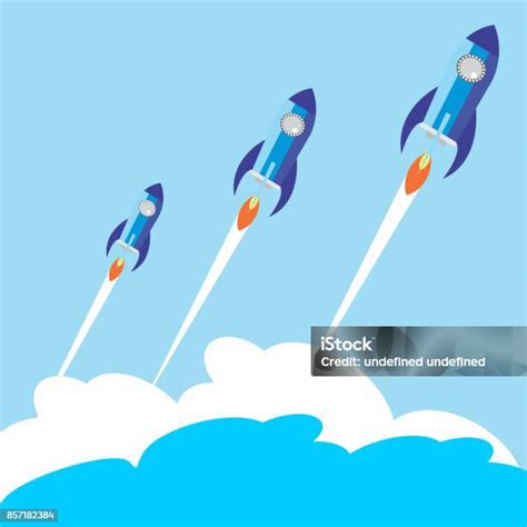 구름에 로켓의 벡터 평면 그림입니다 사업 시작의 개념입니다 0명에 대한 스톡 벡터 아트 및 기타 이미지 0명 개념 개념과 주제 Istock