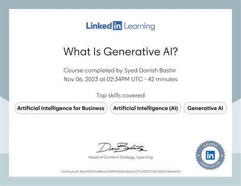 Syed Danish Bashir On Linkedin Certificate Of Completion