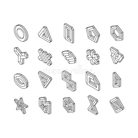 Impossible Geometric Shape Isometric Icons Set Vector Stock Vector Illustration Of Sign