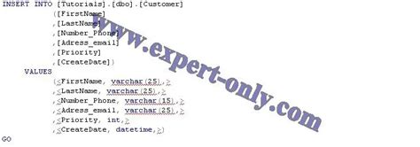 générer une requête sql insert into avec ssms