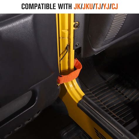 Jecar For Jeep Door Strap 2pcs Front And Rear Heavy Duty