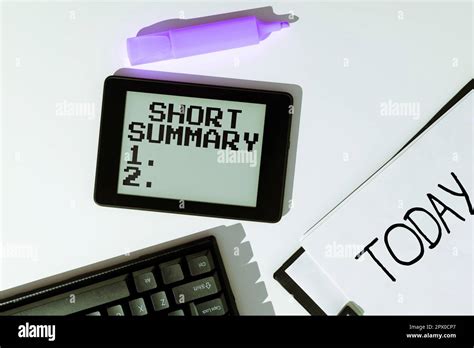 Sign Displaying Short Summary Concept Meaning Brief Statement Of Main