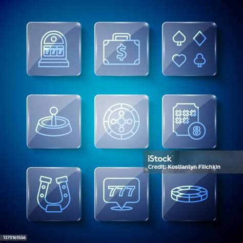 세트 라인 말굽 잭팟 슬롯 머신 카지노 칩 카드 의 갑판 룰렛 휠 빙고 아이콘에 복권 공 벡터 0명에 대한 스톡 벡터 아트 및 기타 이미지 Istock