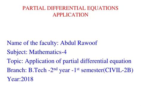 Ppt Partial Differential Equations Application Powerpoint Presentation Id 9390391