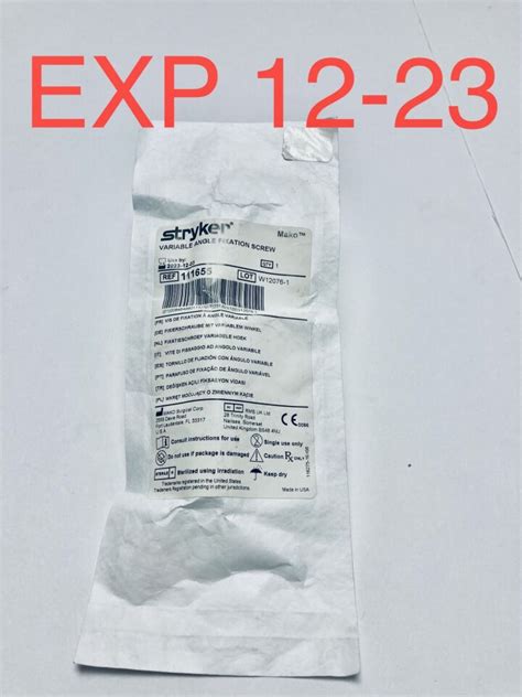 Used Stryker 111655 Variable Angle Fixation Screw Disposables General For Sale Dotmed