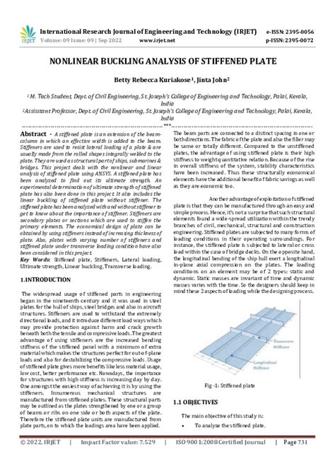 Pdf Nonlinear Buckling Analysis Of Stiffened Plate