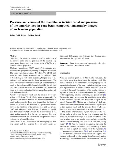 Pdf Presence And Course Of The Mandibular Incisive Canal And Presence Of The Anterior Loop In