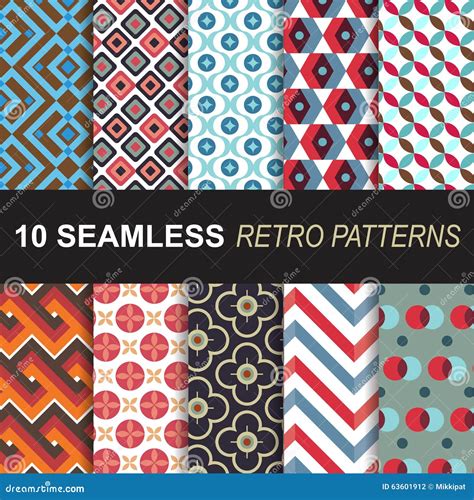 Set Of Seamless Retro Patterns Vector Set For Background And Wallpaper