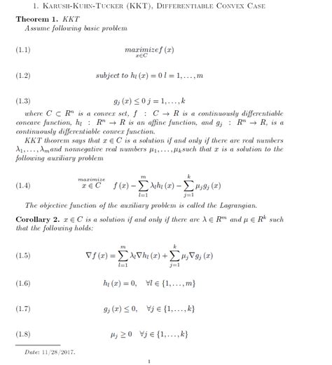Karush Kuhn Tucker Conditions