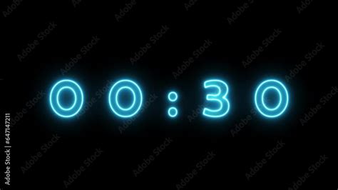 1 Minute Neon Animated Neon Time Minute Seconds Countdown And One