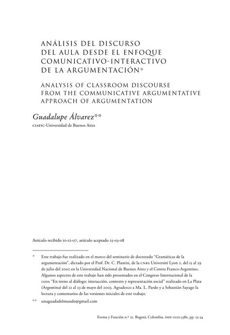 Pdf Analysis Of Classroom Discourse From The Communicative Argumentative Approach Of Argumentation