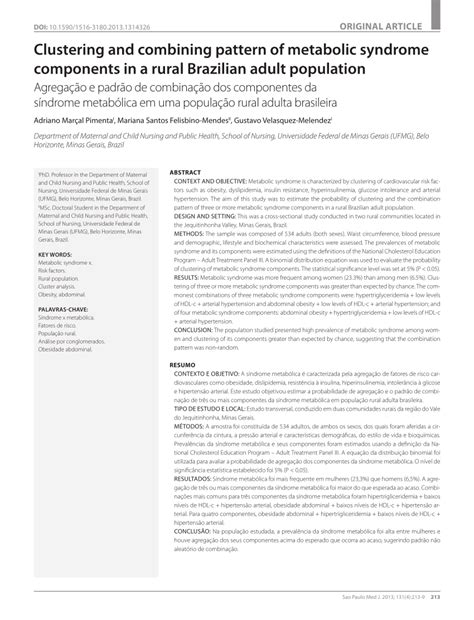 Pdf Clustering And Combining Pattern Of Metabolic Syndrome Components
