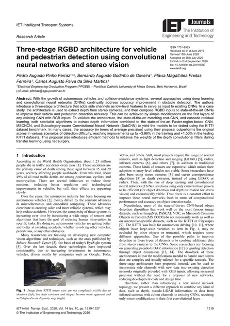 Pdf Three Stage Rgbd Architecture For Vehicle And Pedestrian Detection Using Convolutional