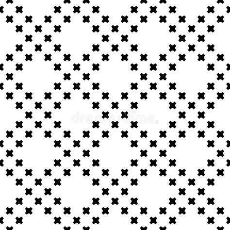Vector Monochrome Seamless Pattern Small Crosses Stock Vector