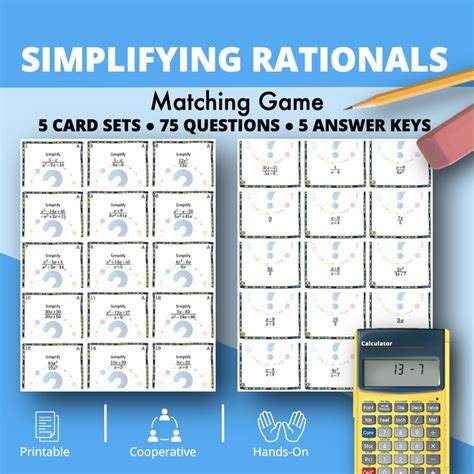 Algebra Simplifying Rational Expressions Matching Game — 🛍️ The Retail Market