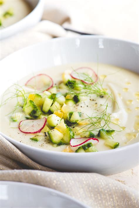 chilled parsnip apple and fennel soup with cucumber salad meatified
