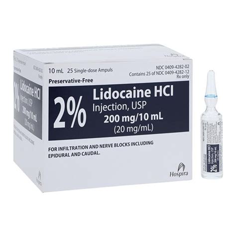 Lidocaine Hcl Injection 2 Preservative Free Ampule 10ml 25 Bx Medex Supply