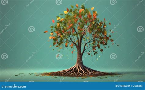 A Tree That Initially Has Weak And Withered Roots Slowly Grows And Strengthens As The Persons