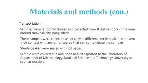 Isolation Identification And Enumeration Of Bacteria From Street Food Sample In Noakhali City
