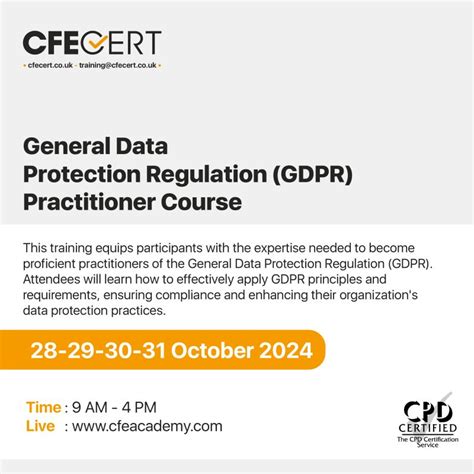 Dataprotectionregulation Course Gdpr Course Dataprotection Compliance Cfe Certification
