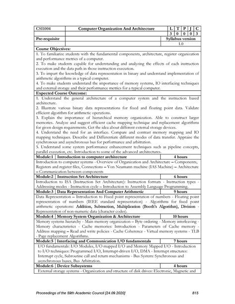 CSI Computer Organization AND Architecture TH CSI ACP CSI Computer