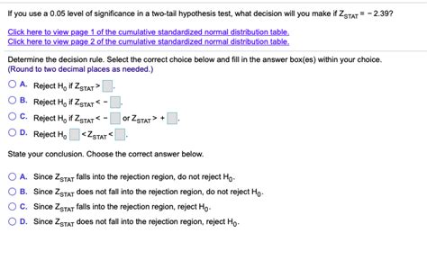 Solved Cumulative Probabilities For Negative Z Scores Entry