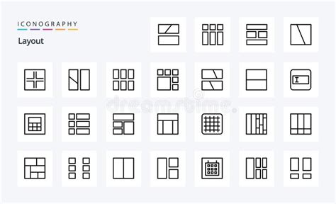 25 Layout Line Icon Pack Stock Vector Illustration Of Grid 264558797