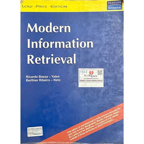 Modern Information Retrieval By Ricardo Baeza Yates Berthier Ribeir Inspire Bookspace
