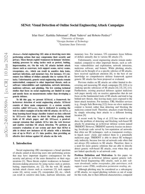 Senet Visual Detection Of Online Social Engineering Attack Campaigns Pdf Phishing Social