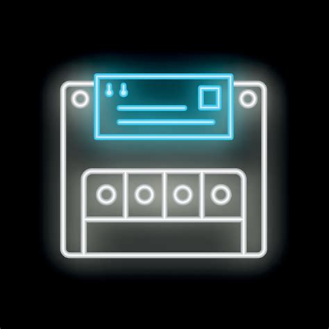 Neon Icon Of Floppy Disk Saving Document With Envelope Symbol 50491238