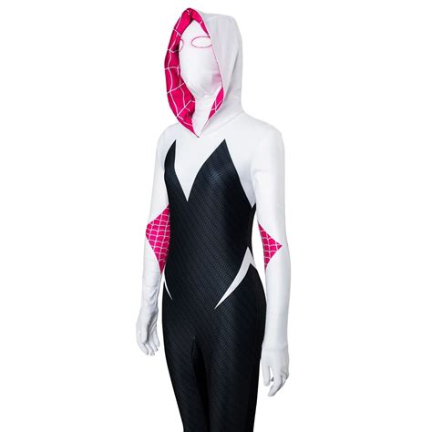 Gwen Stacy Cosplay Costume Into The Spider Verse Ghost Gwen Bodysuit Lycra Suit Free Shipping