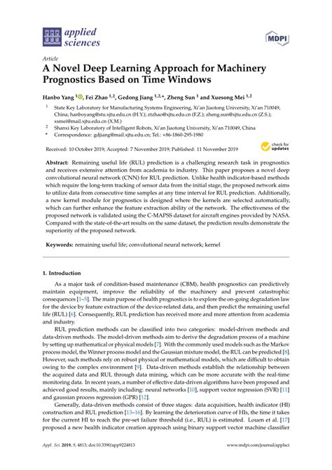 Pdf A Novel Deep Learning Approach For Machinery Prognostics Based On Time Windows