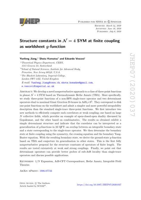 Pdf Structure Constants In N Mathcal N 4 Sym At Finite