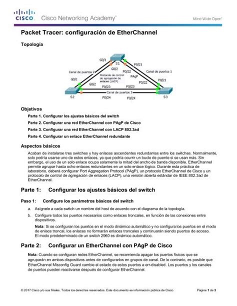 Packet Tracer Configuring EtherChannel