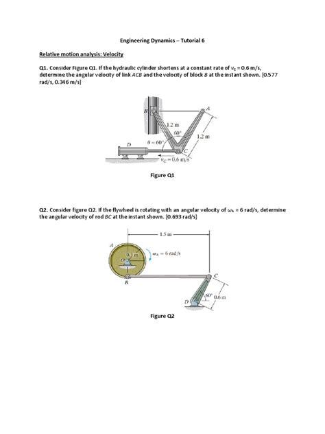 Tutorial 6 Pdf Velocity Kinematics