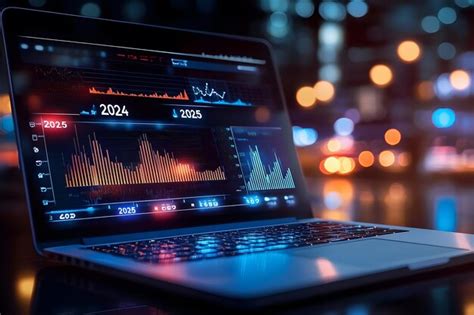 Futuristic Data Visualization Of Financial Trends For 2024 On