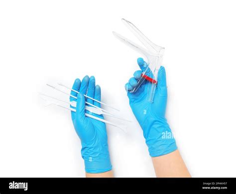 Doctor Holding Disposable Vaginal Speculum And Gynecological